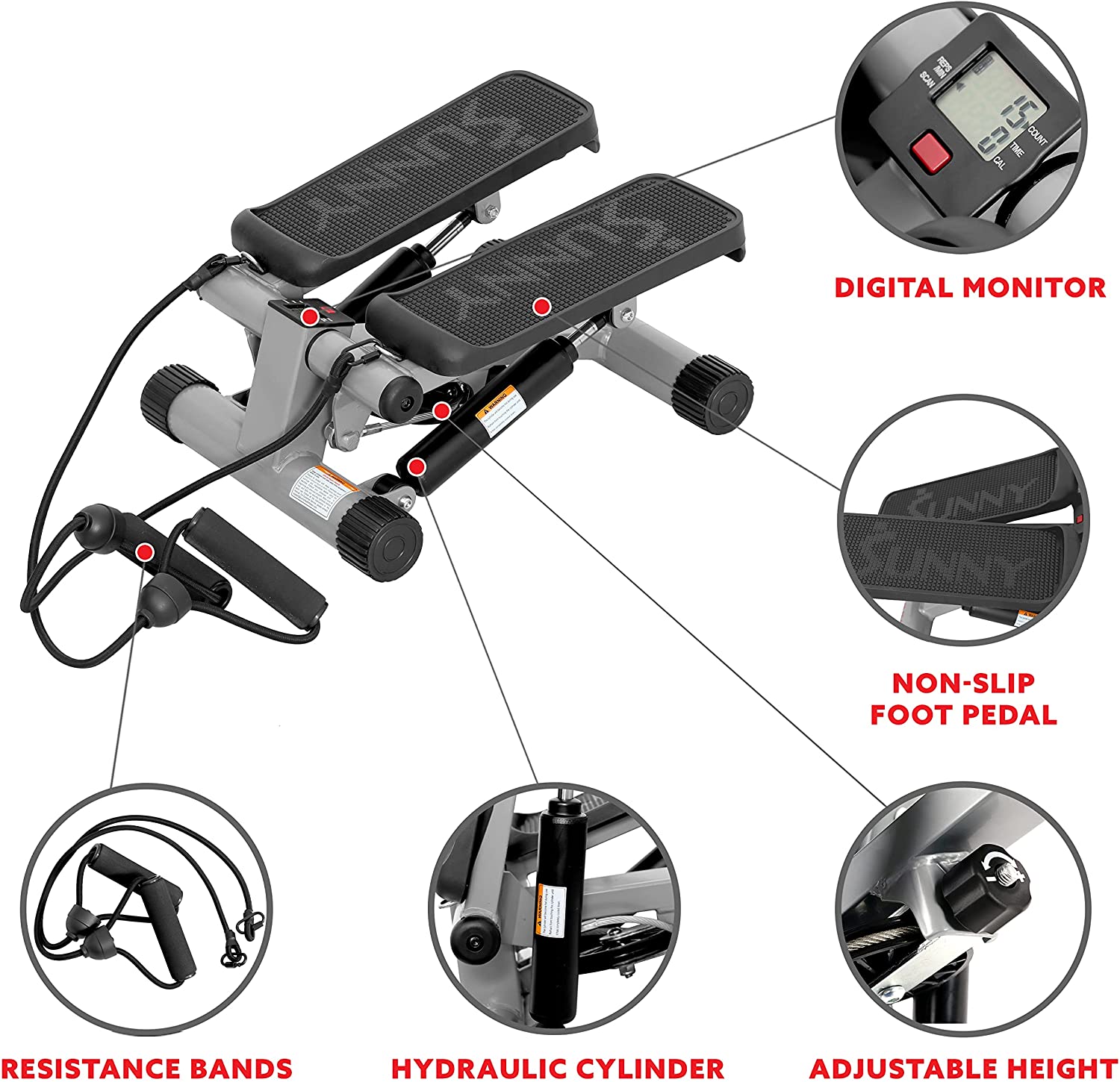Sunny Health & Fitness Mini Stepper with Resistance Bands Black Review
